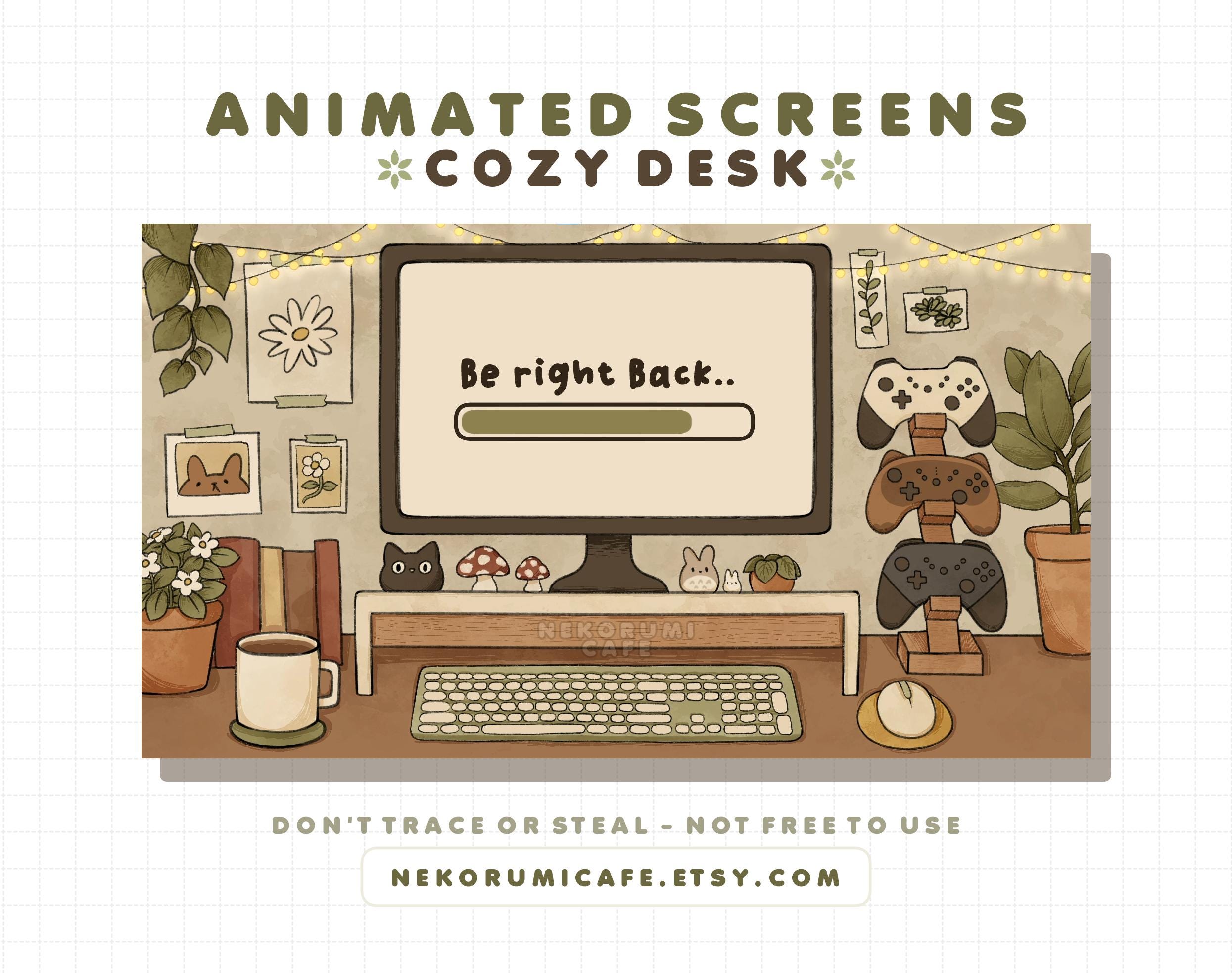 ANIMATED Stream Screens Cozy Desk Room | Overlay | Aesthetic | Offline ...