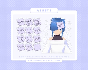 11x Purple Skull Sticky Note Assets vtuber Pngtuber Streamer Vroid ...