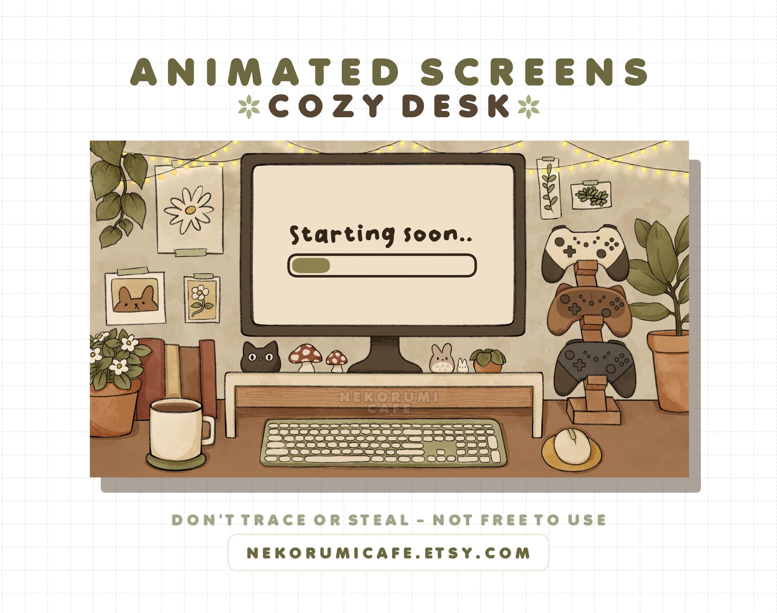 ANIMATED Stream Screens Cozy Desk Room | Overlay | Aesthetic | Offline ...