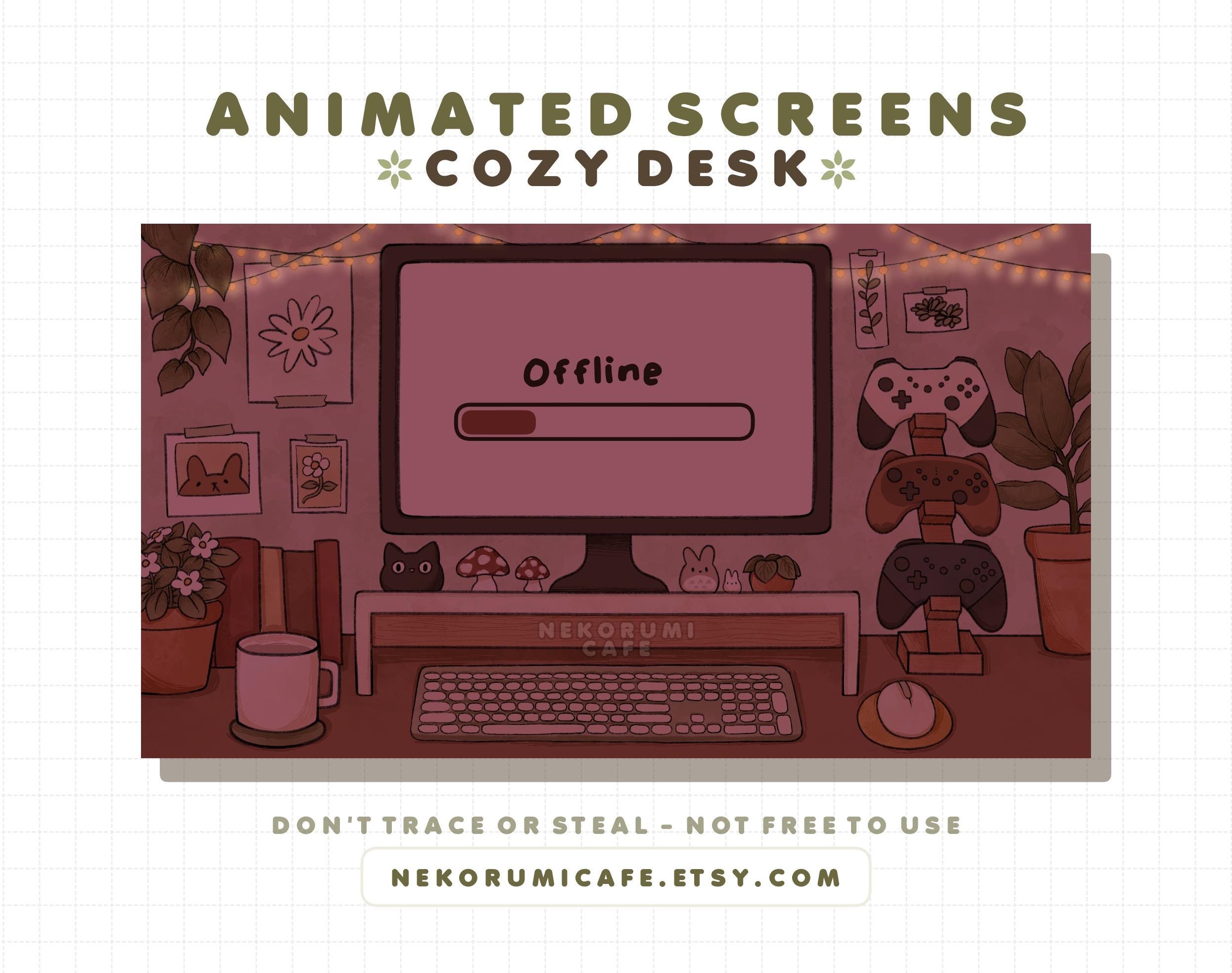 ANIMATED Stream Screens Cozy Desk Room | Overlay | Aesthetic | Offline ...