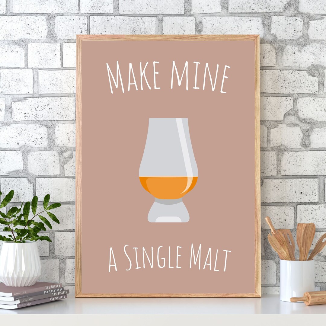 Whiskey Art Print, Whiskey Wall Art, Kitchen Wall Print, Mine’s A ...