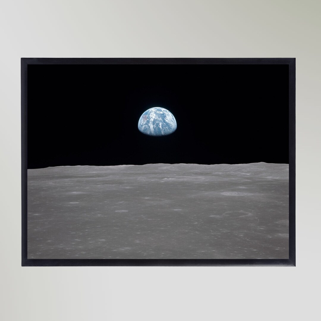 Earth Rising Over Lunar Surface (1969) Print Poster NASA Space ...