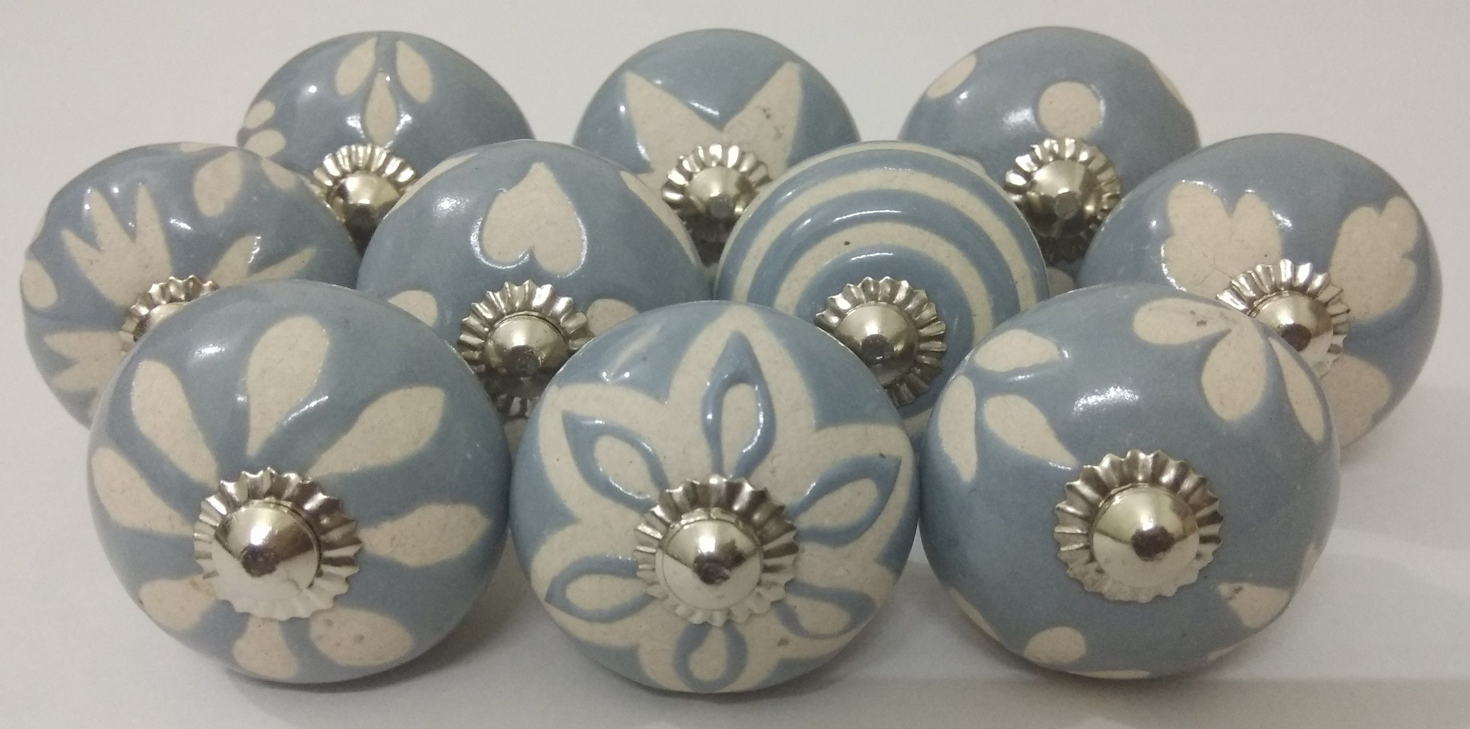 Grey and White Color Ceramic Knobs Vintage Ceramic Door Knobs Kitchen Cabinet Knobs Drawer Pulls ...
