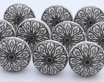 Assorted Black & White Ceramic Knobs Kitchen Cabinet Drawer | Etsy