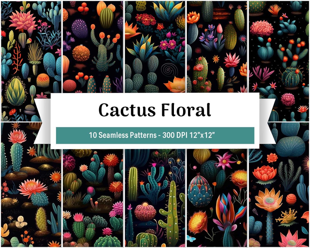 Cactus Seamless Pattern, Flower Pattern, Cactus Digital Paper, Cactus ...