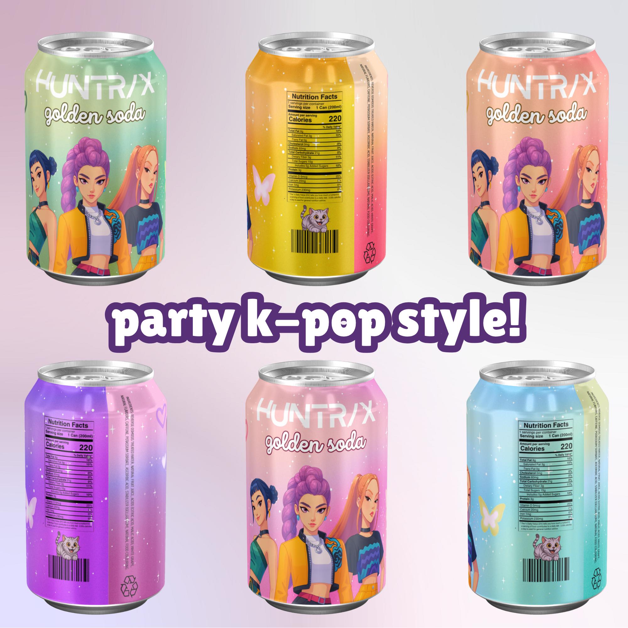Kpop Demon Hunters, Huntrix Soda Pop Can Labels, Huntrix Can Wrapper ...