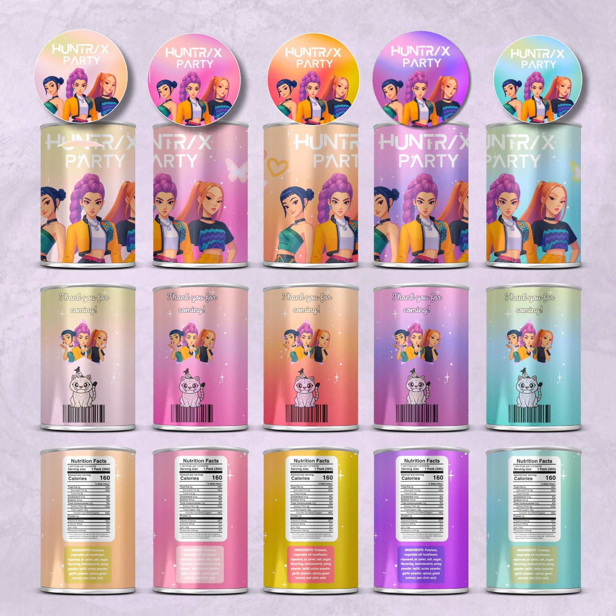 Kpop Demon Hunters Pringles Can Wrap, Printable Huntrix Birthday Party ...