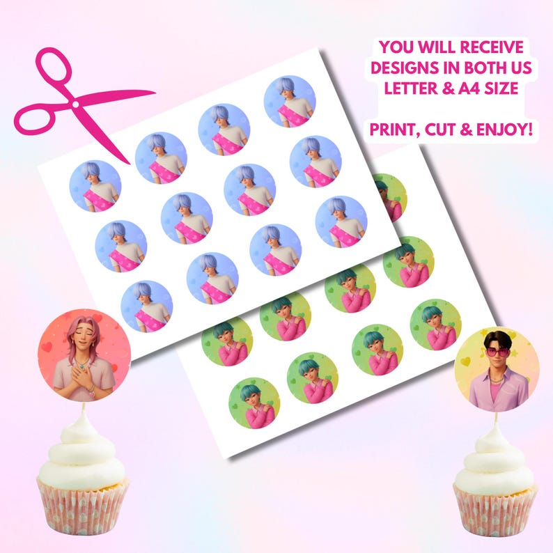 Saja Boys Cupcake Topper | Kpop Demon Hunters Cupcake Topper| Printable ...