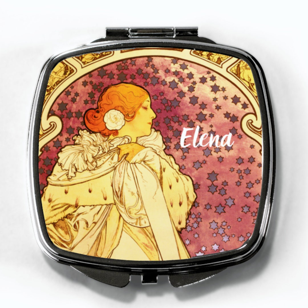 Personalised Compact Mirror, Art Nouveau Compact Mirror, Vintage Art ...