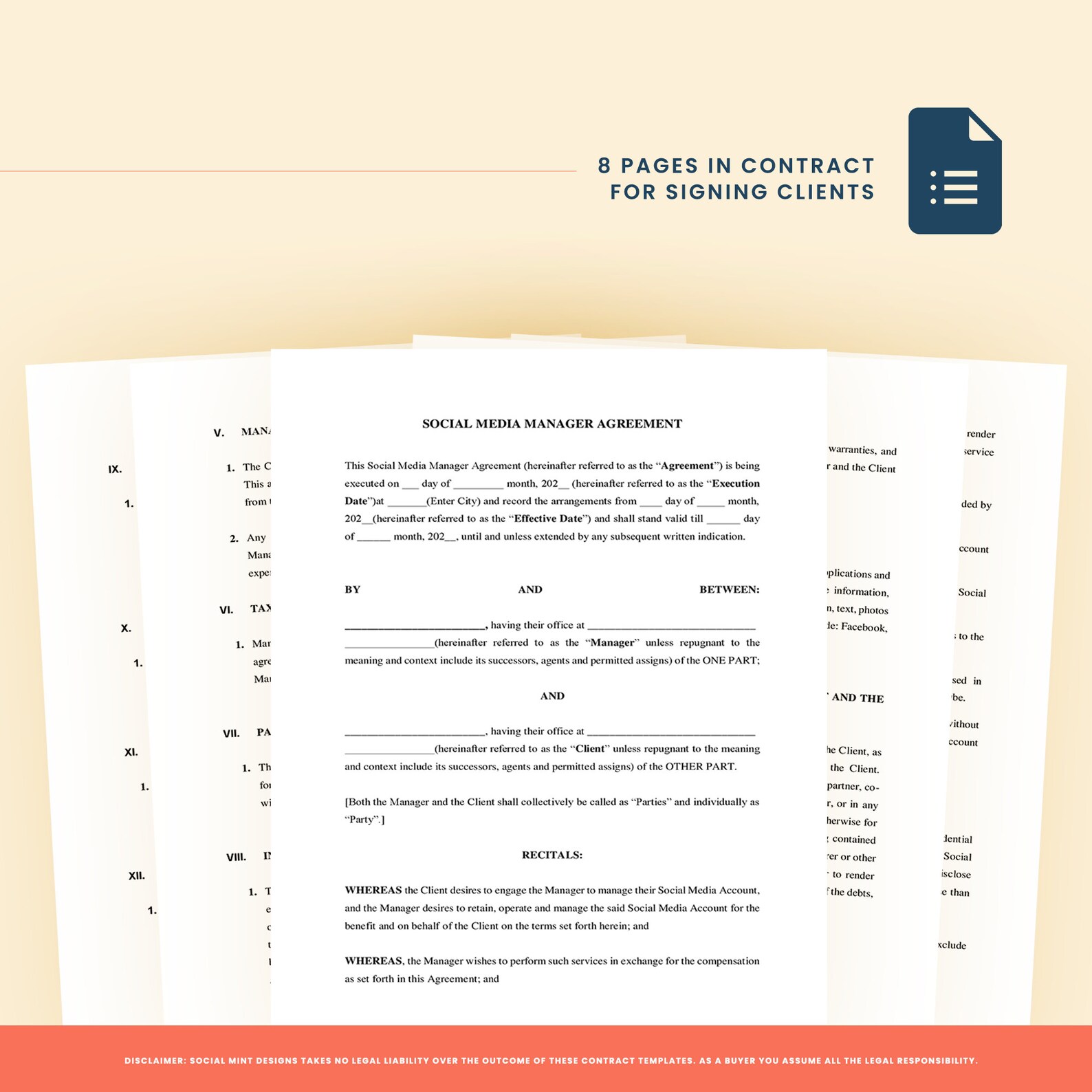 Social Media Manager Contract Template Freelance Social Media Manager ...