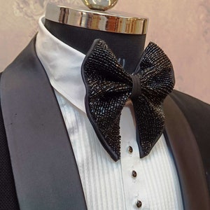 Handmade Satin Bow Tie: Beaded Wedding Bowtie - Etsy