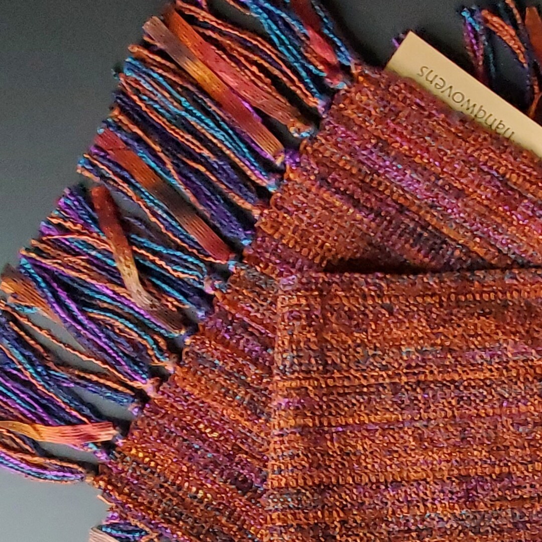 Handwoven Copper and Plum Rayon Chenille Scarf - Etsy