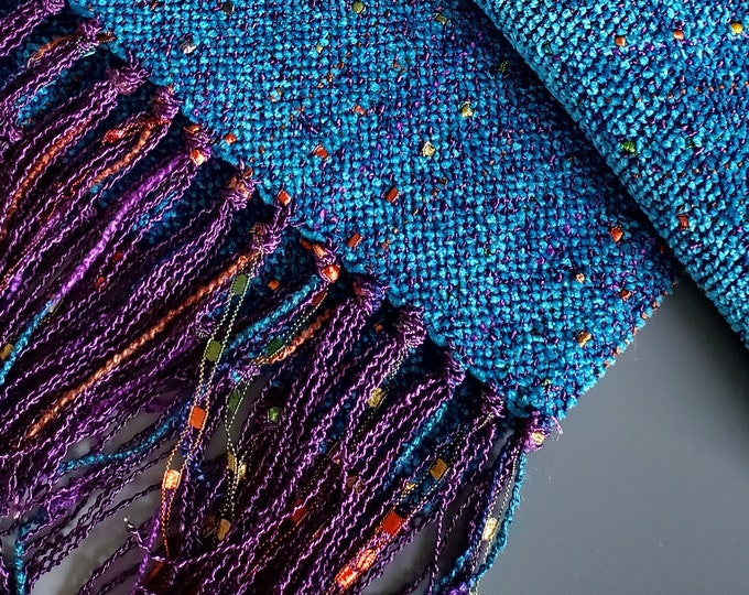 Dark Teal Scarf / Handwoven Scarf / Merino Wool Scarf / Winter Scarf ...