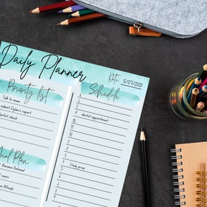 Printable Daily Planner Instant Download Watercolor Daily | Etsy