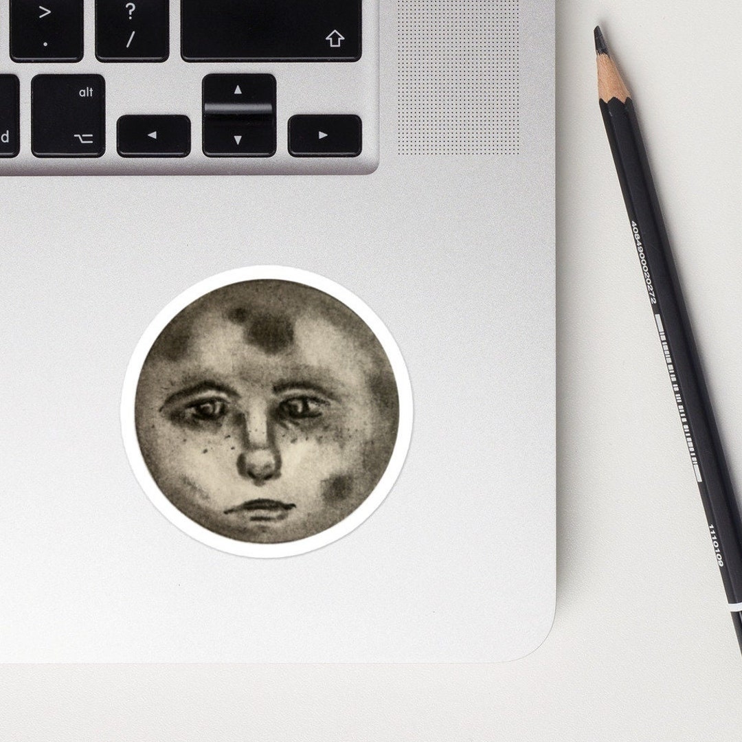 Spooky Gothic Moon Face Sticker Whimsigoth Celestial Decor - Etsy