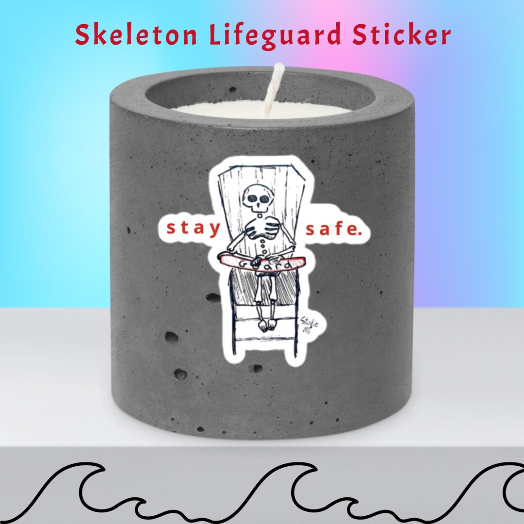 Lifeguard Sticker Skeleton Illustration Summer Gift - Etsy