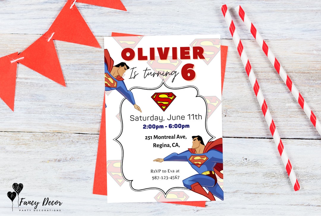 Superman Party Editable Template Superhero Birthday Invitation ...