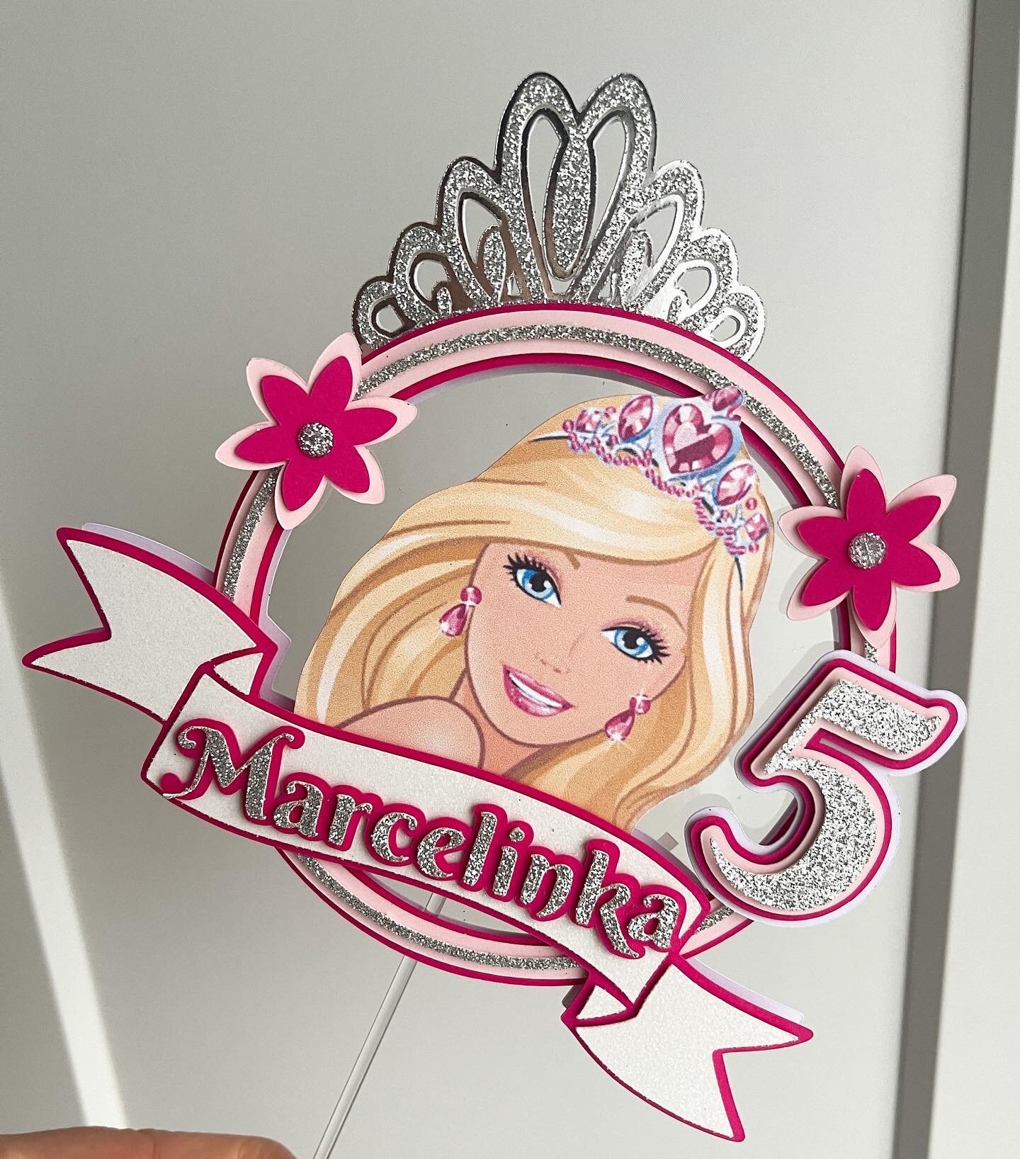 Cake Topper With Name Birthday Decoration Doll Barbie Theme - Etsy