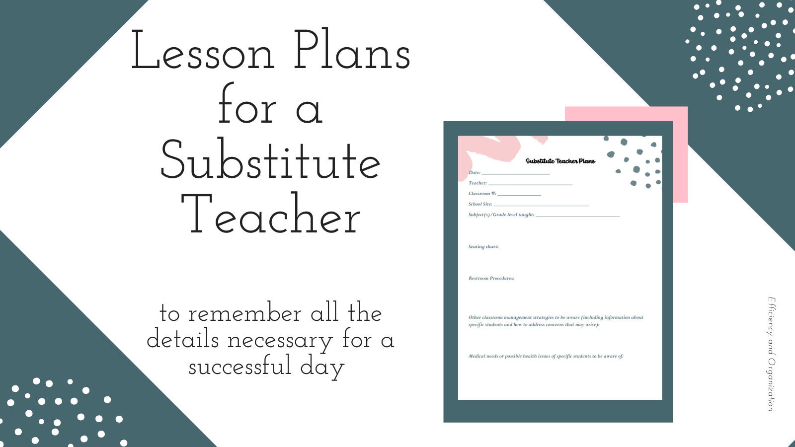 Lesson Plan Template for a Substitute Teacher - Etsy