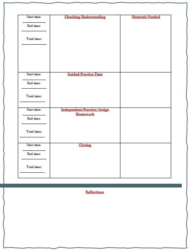 Effective Lesson Plan Template for Teachers - Etsy