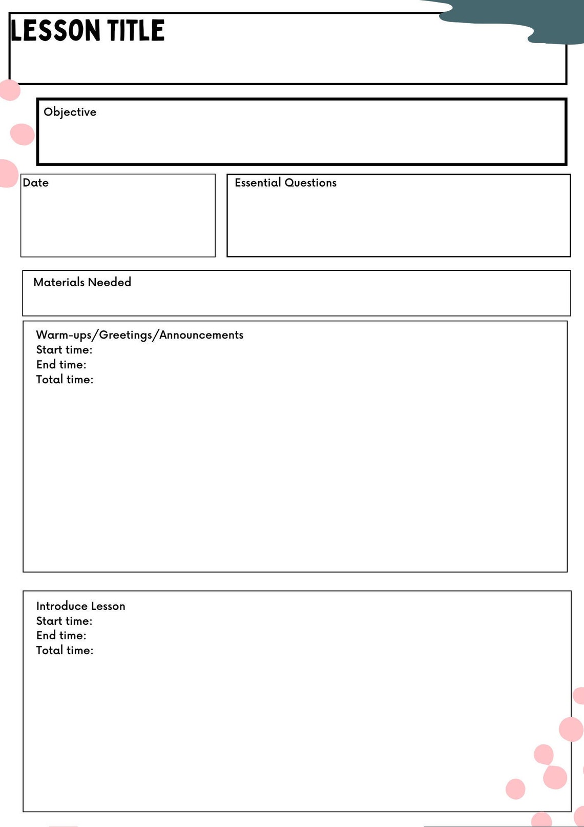 Effective Lesson Plan Template for Teachers - Etsy