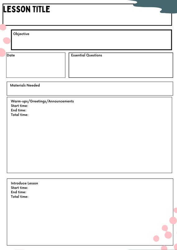 Effective Lesson Plan Template for Teachers | Etsy