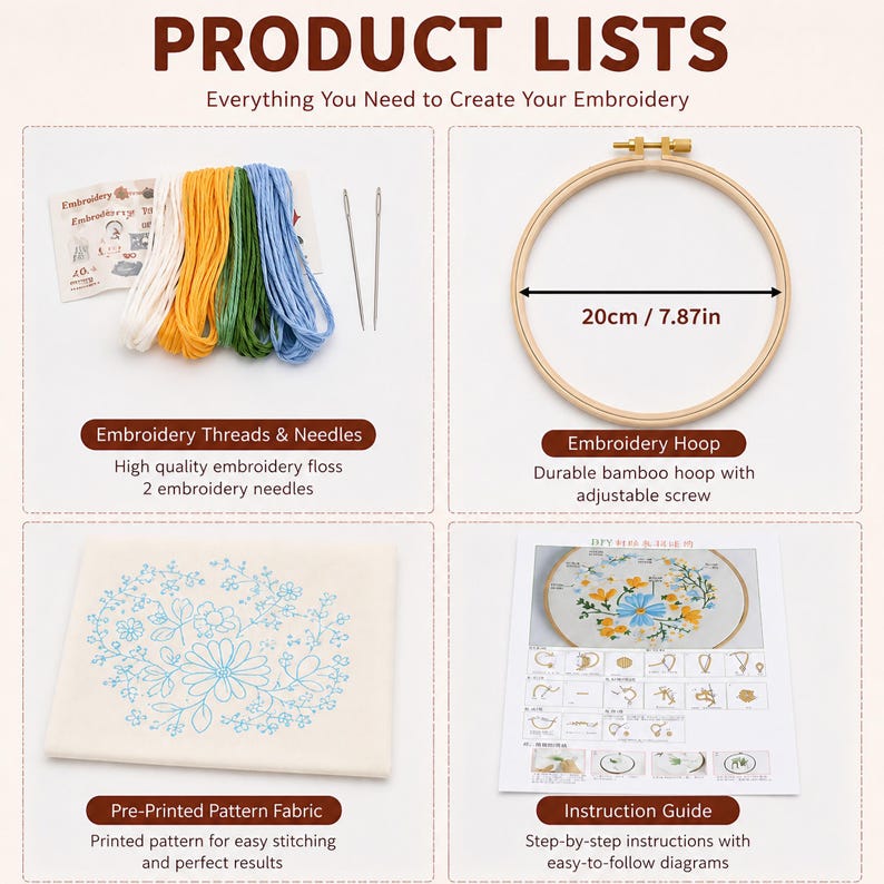 Beginner Embroidery Kit, Embroidery Stitch Sampler, Learn Hand ...