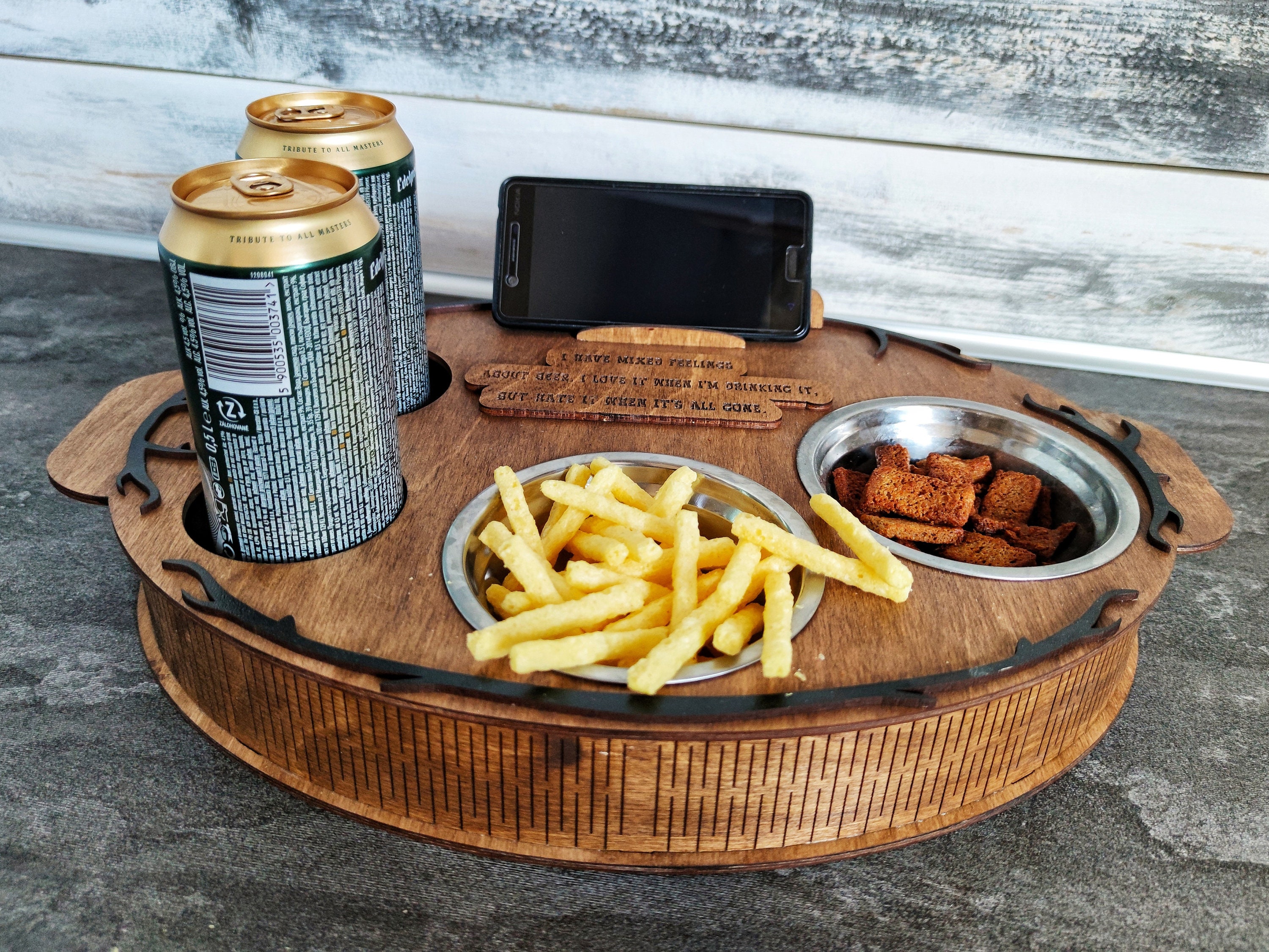 Digital File: Rustic Style Wooden Oval Beer and Snack Tray Beer Holder ...