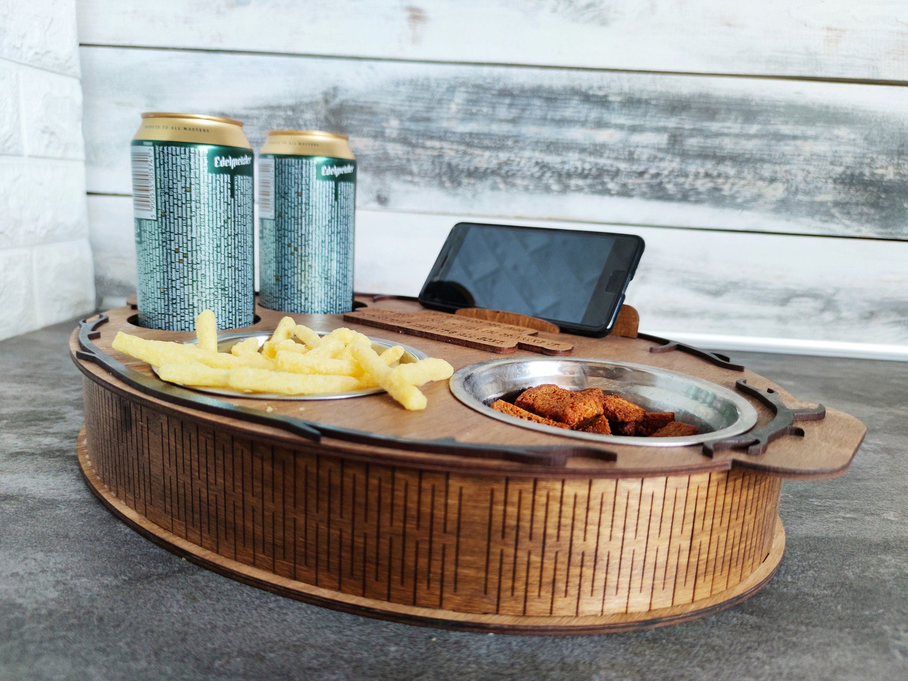 Digital File: Rustic Style Wooden Oval Beer and Snack Tray Beer Holder ...