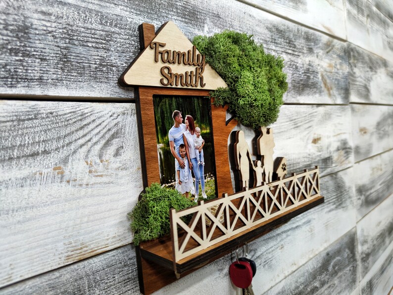 Family Tree Wooden Key Holder With Stabilized Moss Decor and ...