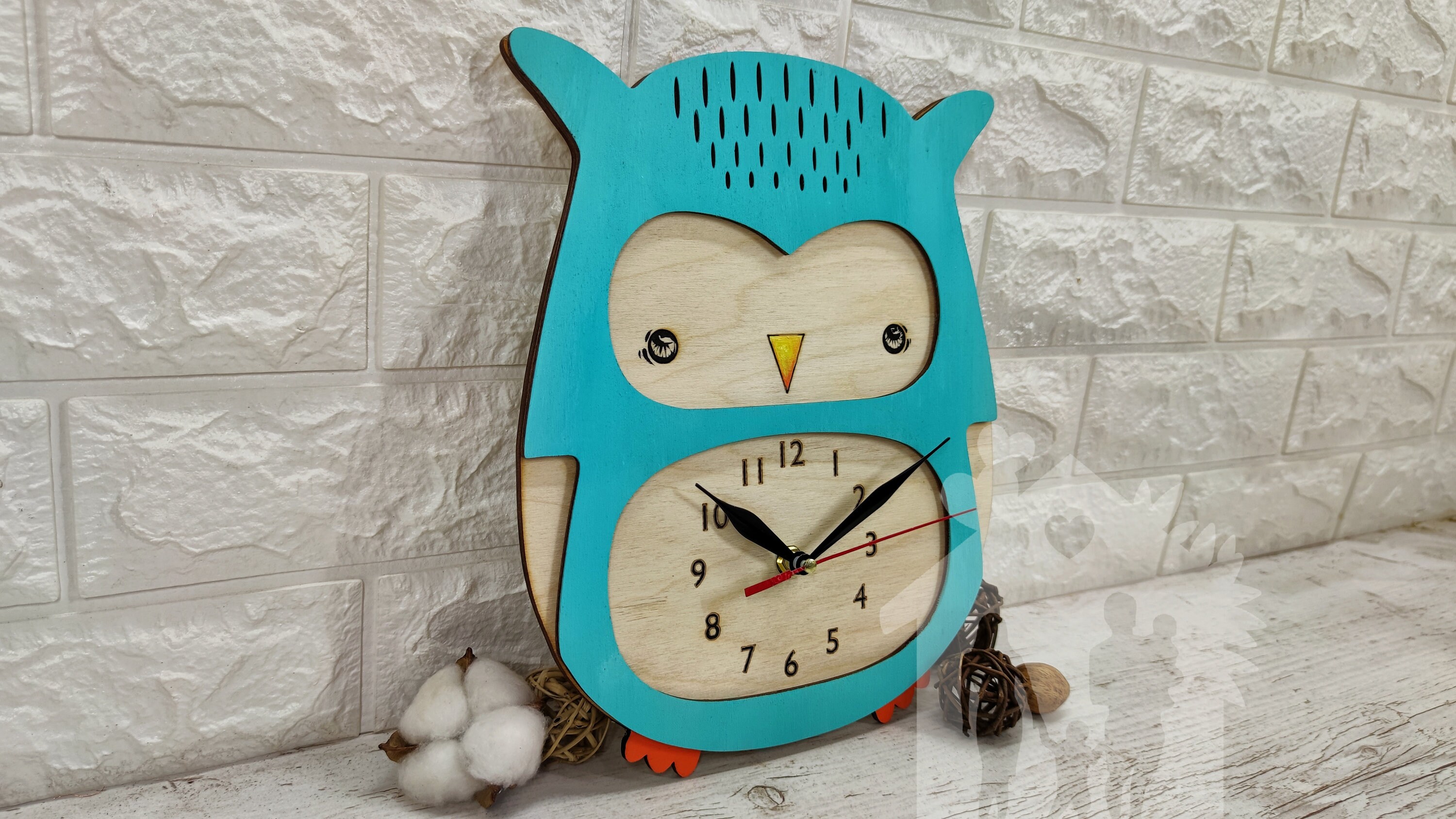 Personalised Wooden Kids Clocks, Nursery Clock With Animal, Owl Baby ...