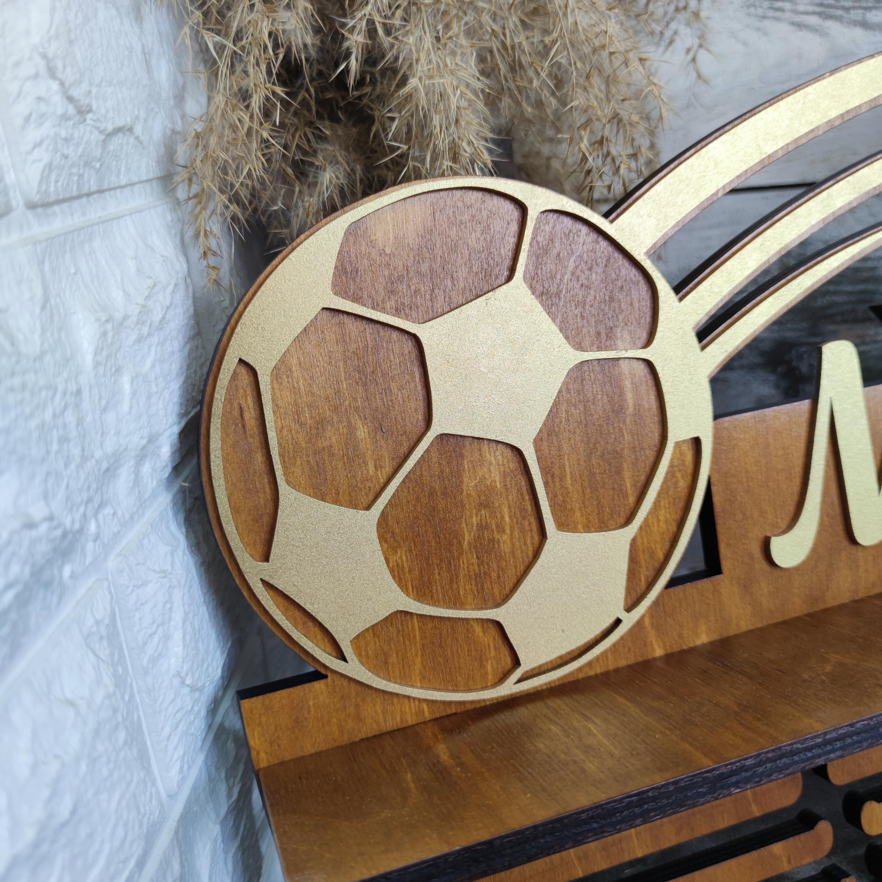 Soccer Medal Holder Shelf – Custom Name Trophy Rack for Girls, Wooden ...