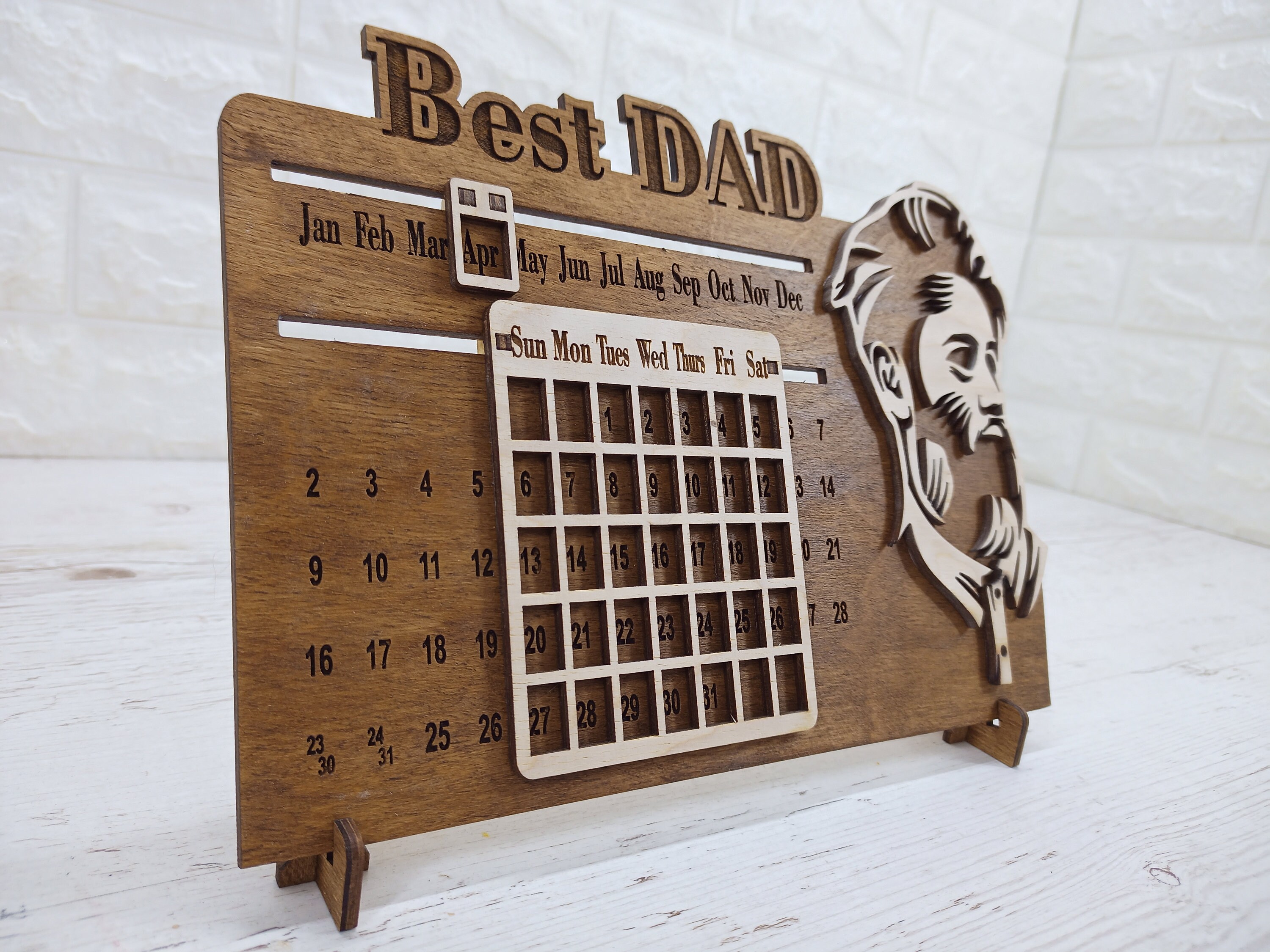 Personalized Wooden Flat Perpetual Calendar for Dad in Exclusive Design ...