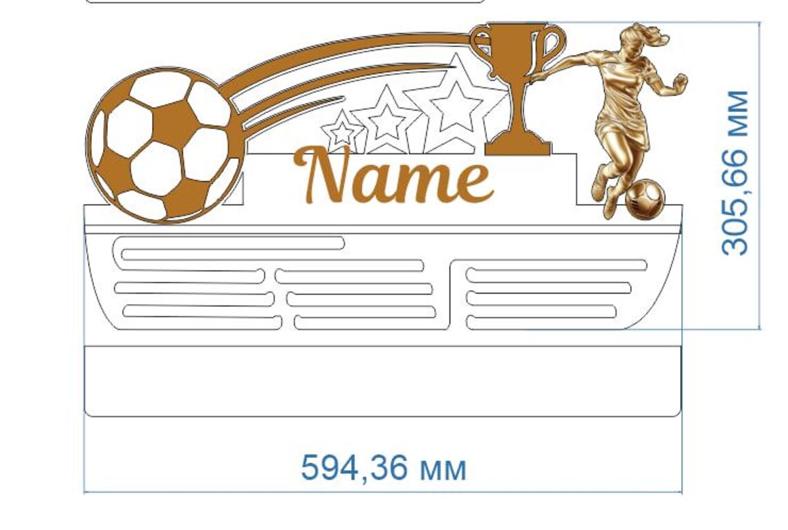 Soccer Medal Holder Shelf – Custom Name Trophy Rack for Girls, Wooden ...