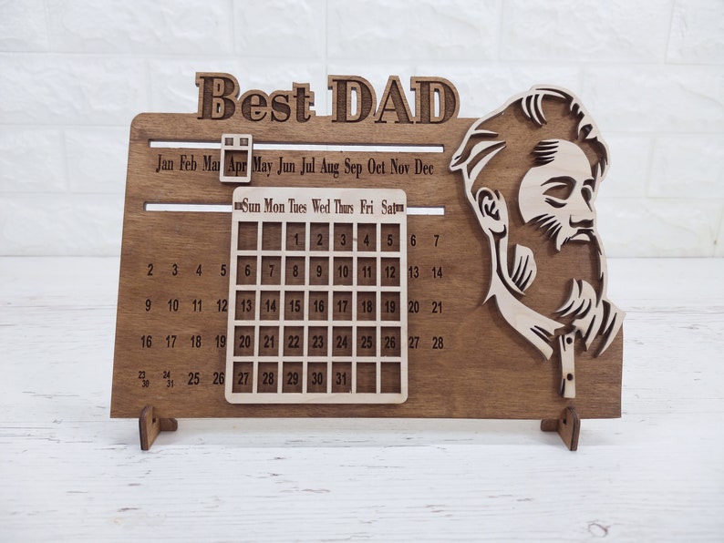 Personalized Wooden Flat Perpetual Calendar for Dad in Exclusive Design ...