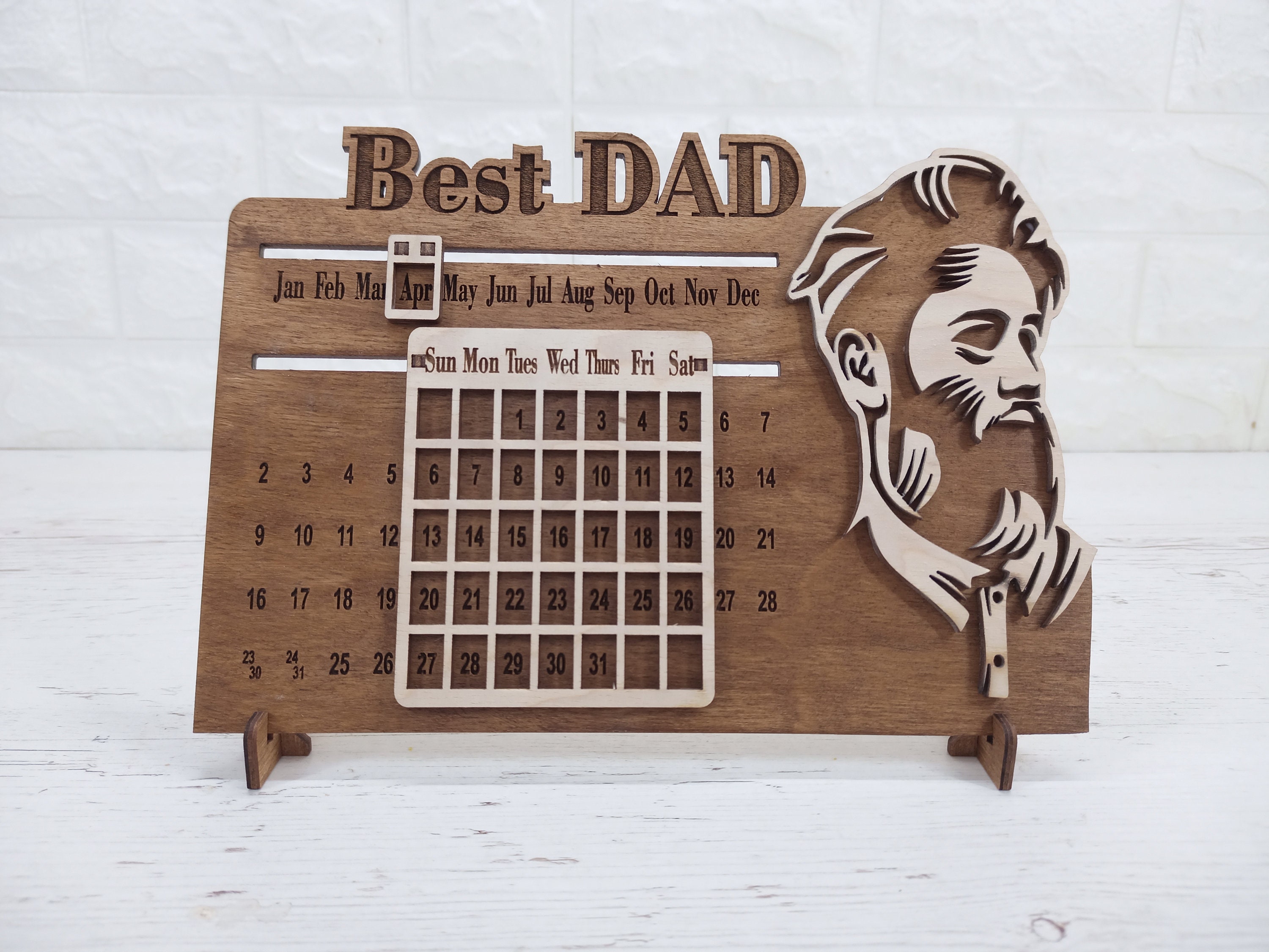 Personalized Wooden Flat Perpetual Calendar for Dad in Exclusive Design ...