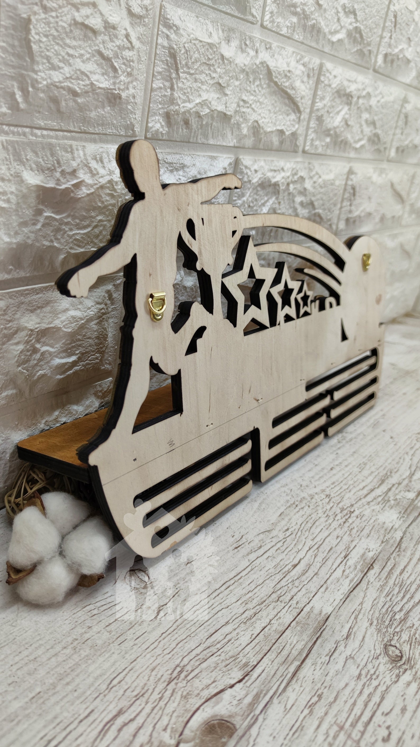 Soccer Medal Holder Shelf – Custom Name Trophy Rack for Girls, Wooden ...