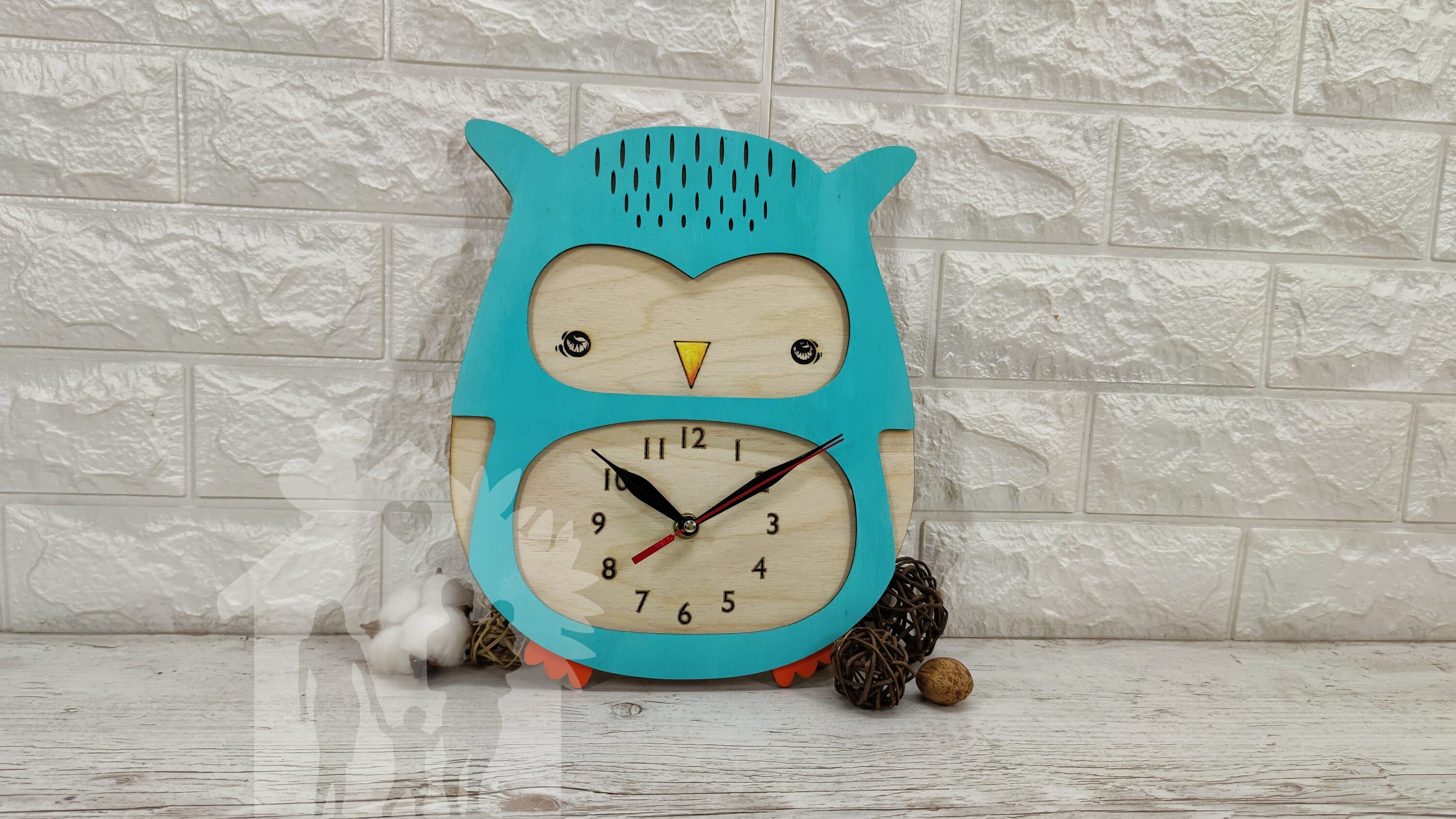 Personalised Wooden Kids Clocks, Nursery Clock With Animal, Owl Baby ...