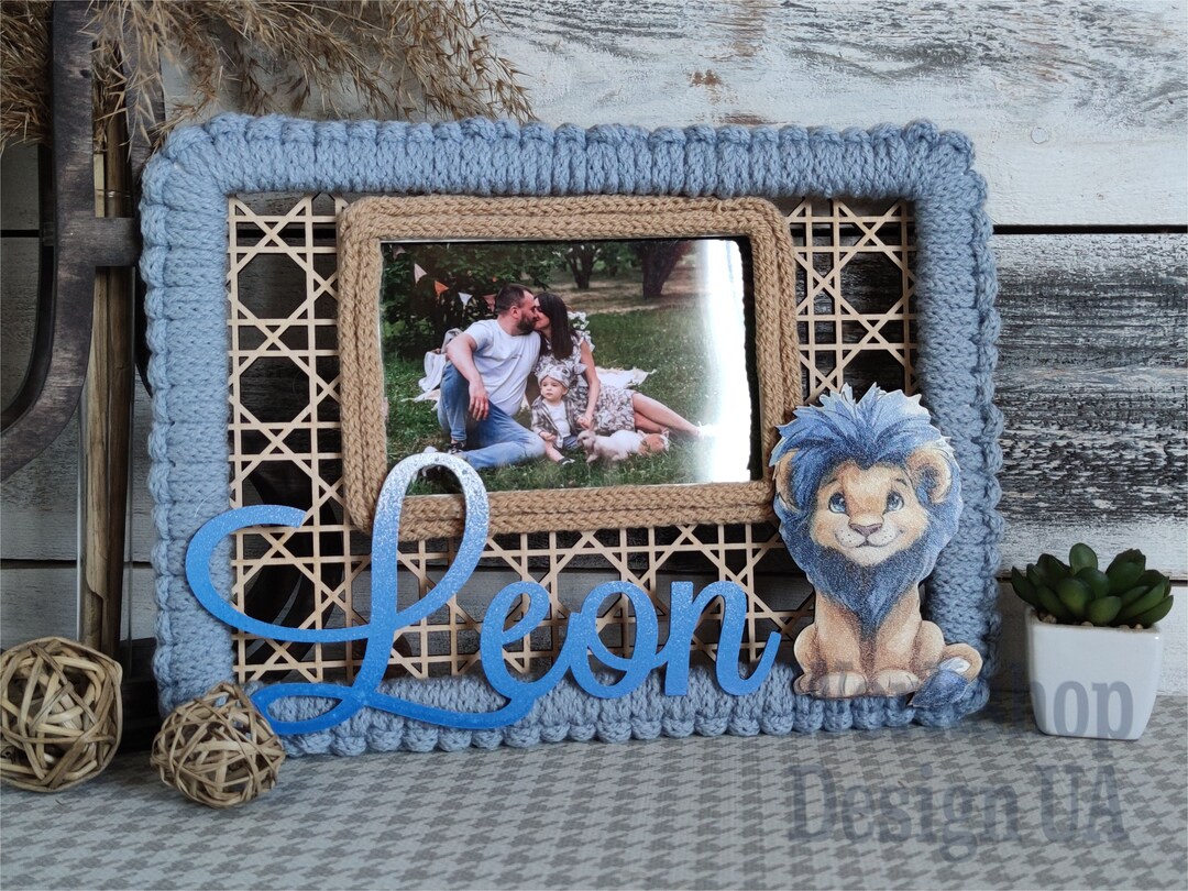 Personalized Colorful Character Photo Frame With Name - Wood and ...