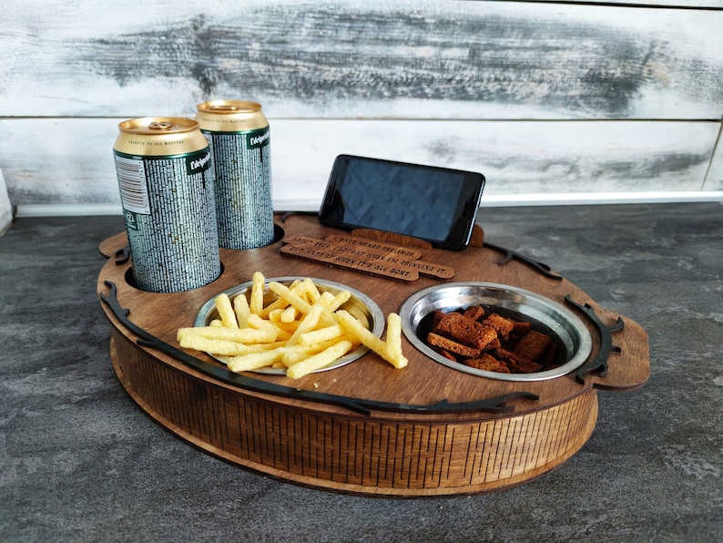 Digital File: Rustic Style Wooden Oval Beer and Snack Tray Beer Holder ...