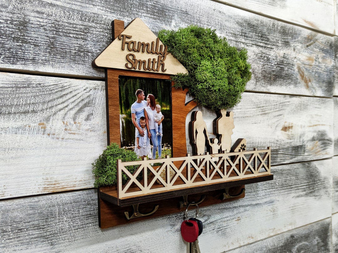 Family Tree Key Holder With Stabilized Moss Customizable Photo Frame ...