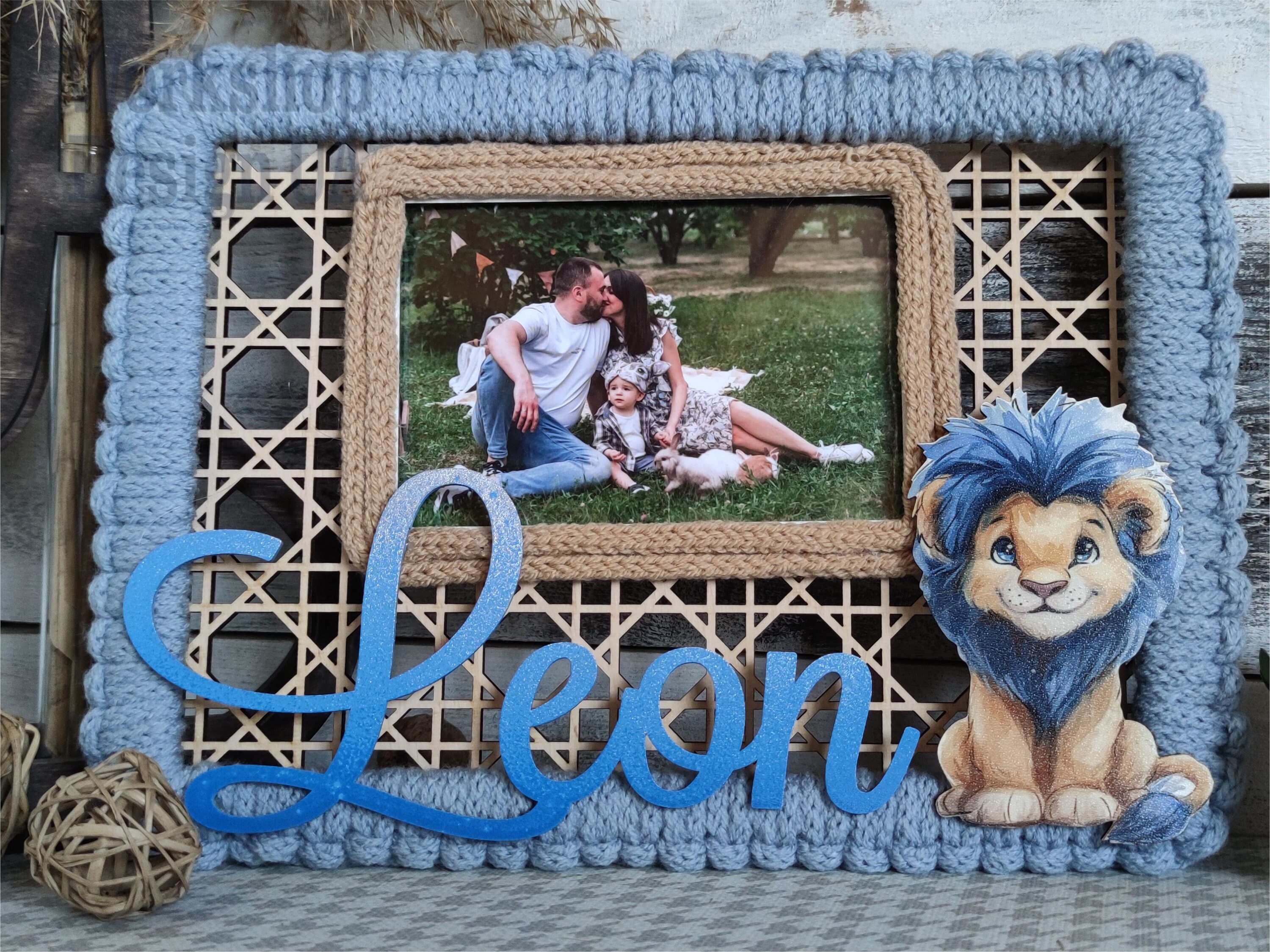 Personalized Colorful Character Photo Frame With Name - Wood and ...