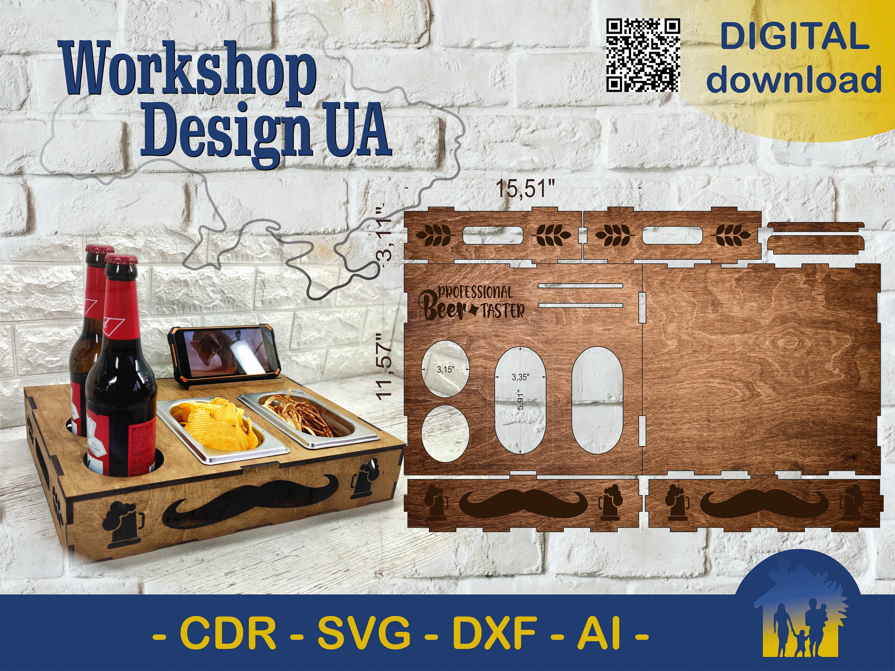 Beer and Snack Holder Digital Dxf Ai Cdr Svg, Personalized Beer and ...