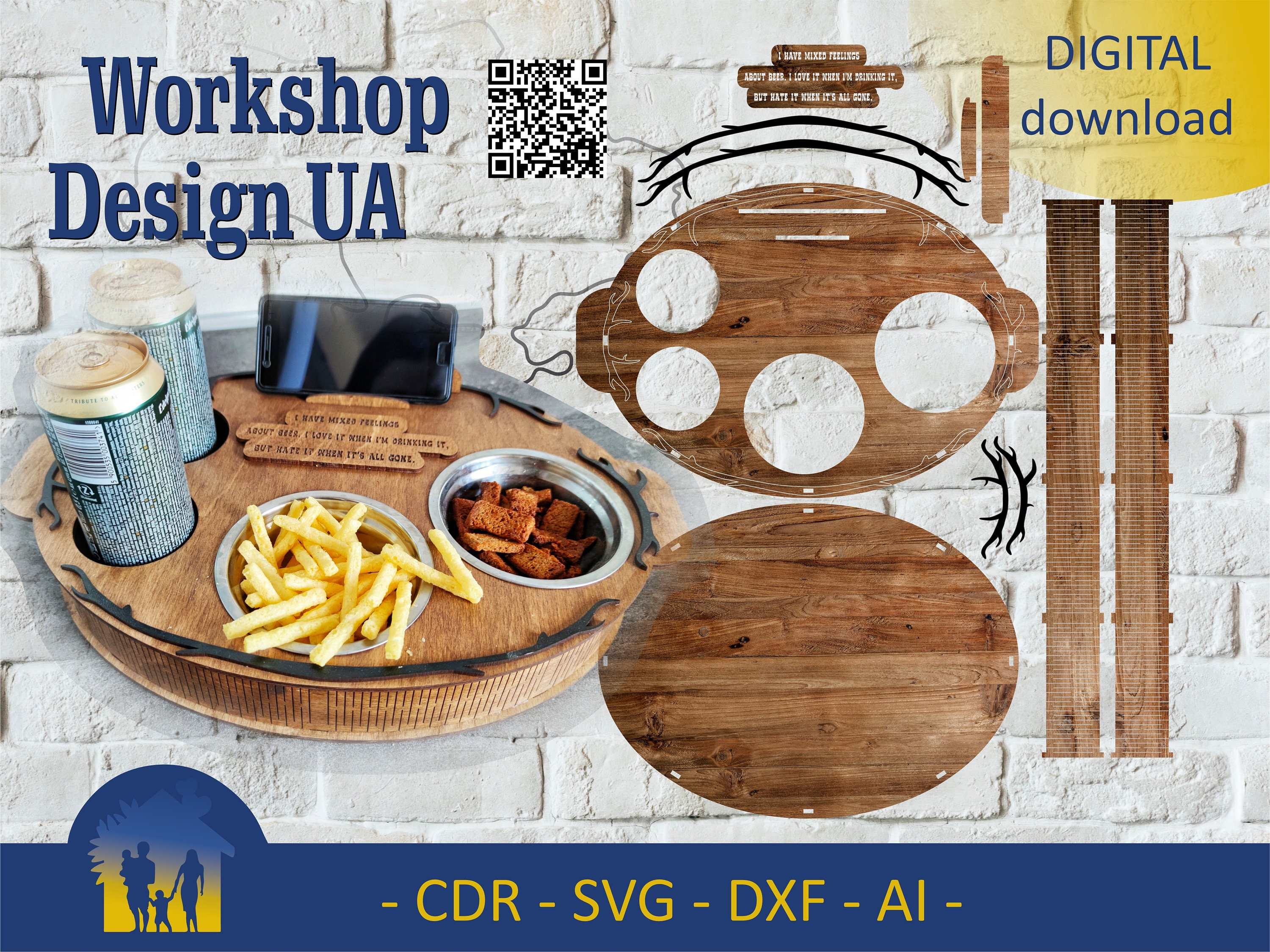 Rustic Wooden Beer & Snack Tray (svg, Dxf, Ai, Cdr) (digital File) - Etsy