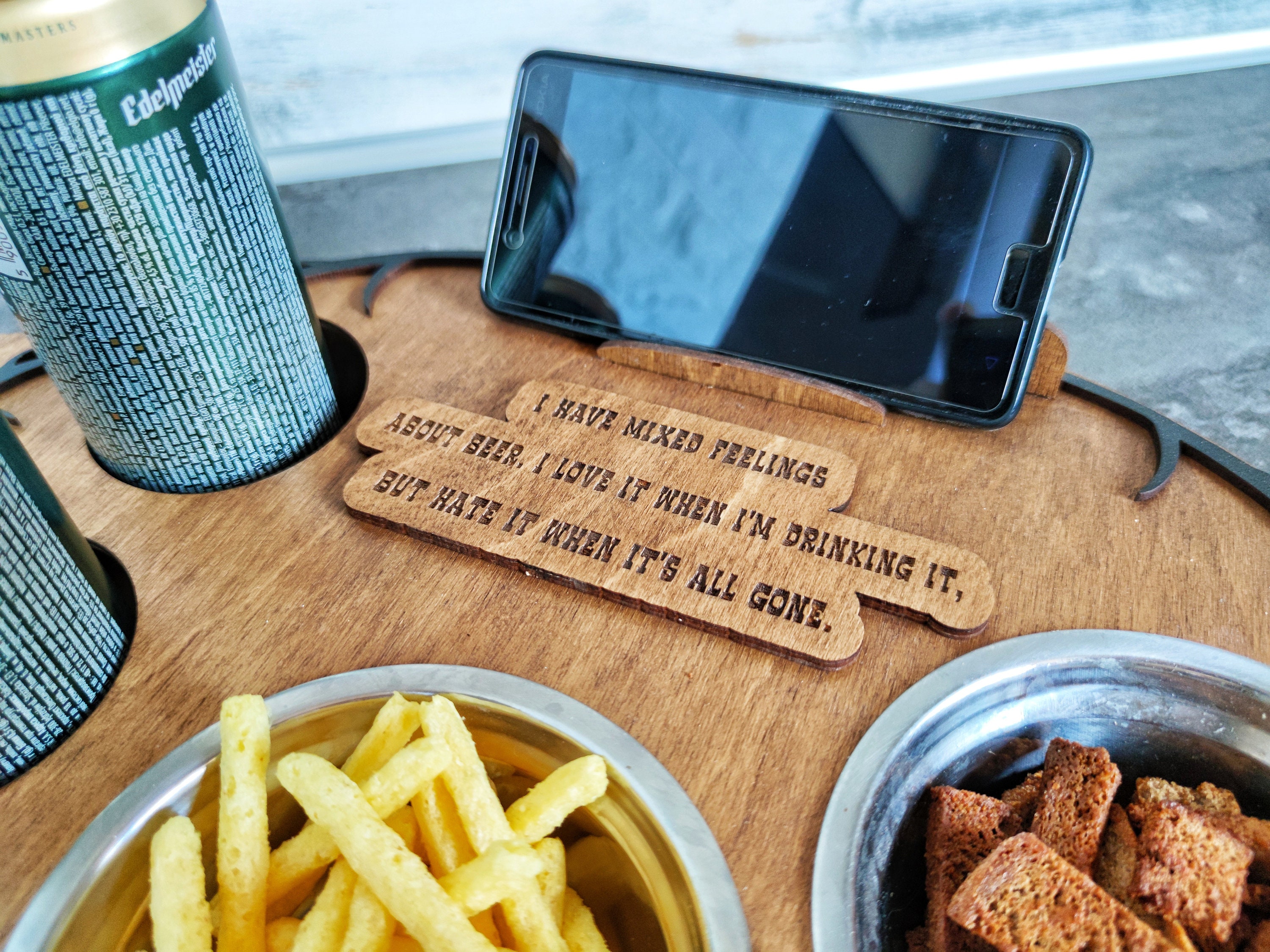 Digital File: Rustic Style Wooden Oval Beer and Snack Tray Beer Holder ...