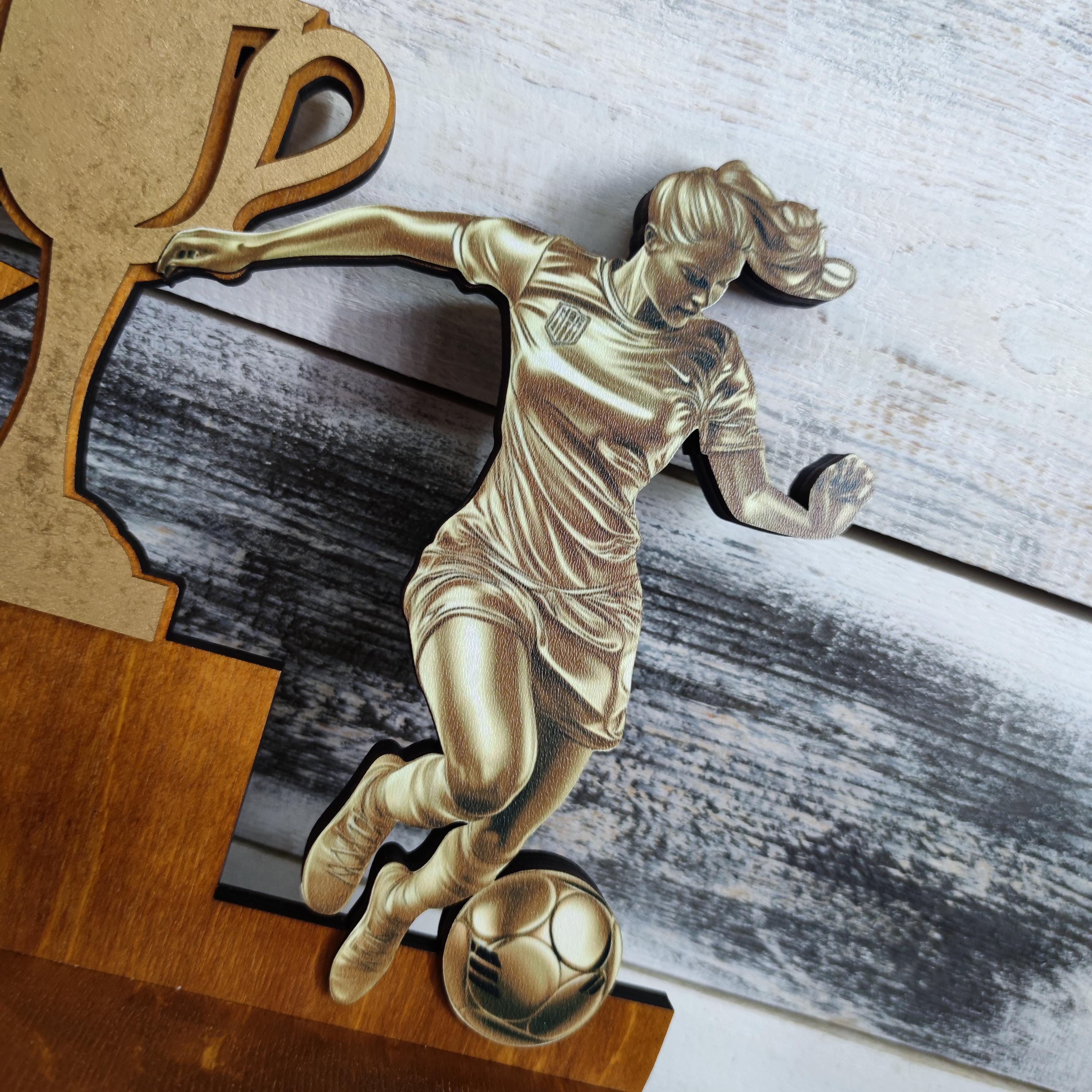 Soccer Medal Holder Shelf – Custom Name Trophy Rack for Girls, Wooden ...