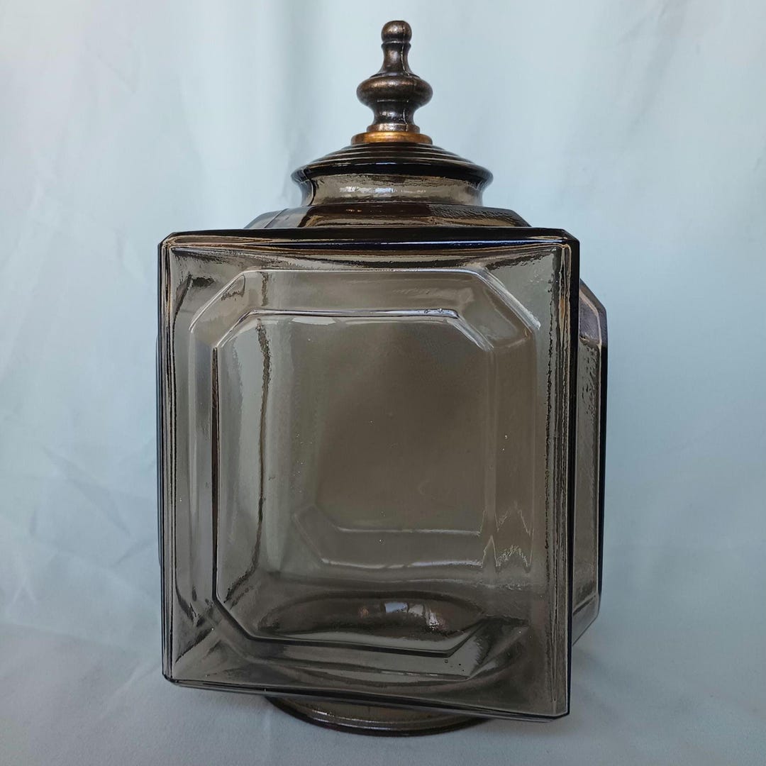 Smokey Black Square Glass Lamp Shade 3.25" Fitter, Porch Light Vintage ...