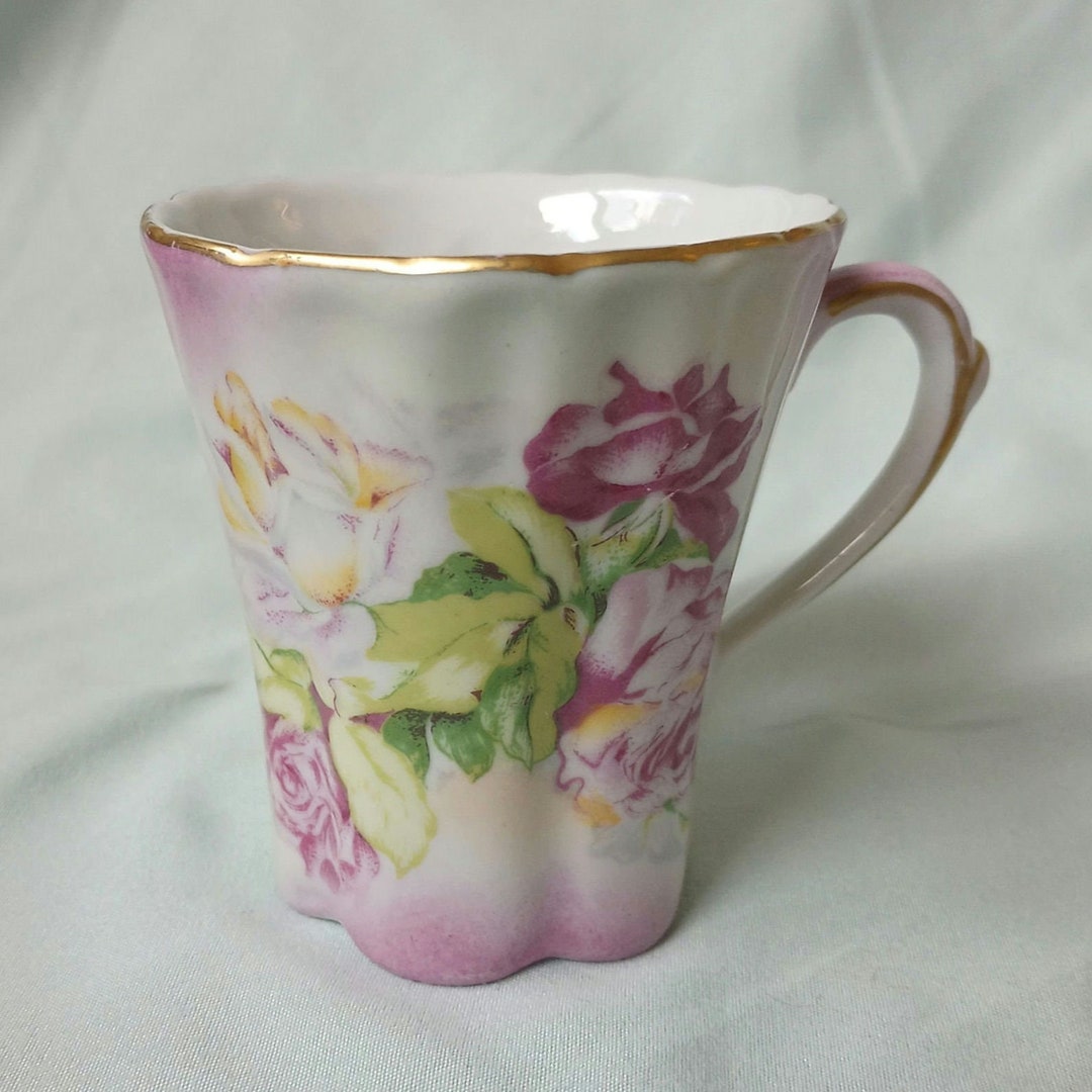RS Prussia Replica Floral Porcelain Tea Cup / Chocolate Pot Cup - Etsy