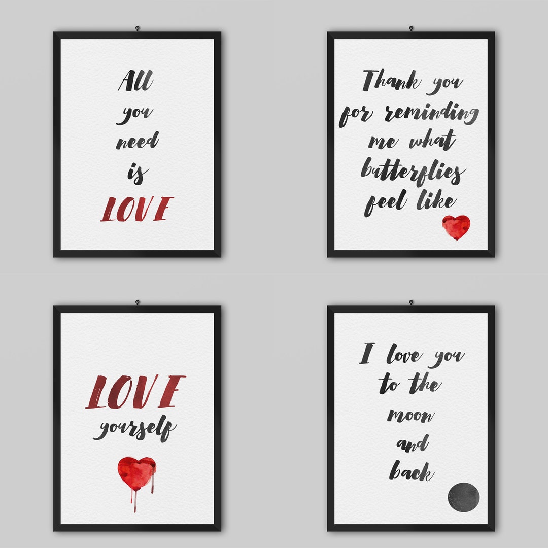 Romantic Love Quotes Watercolour Calligraphy Painting Prints | Home ...