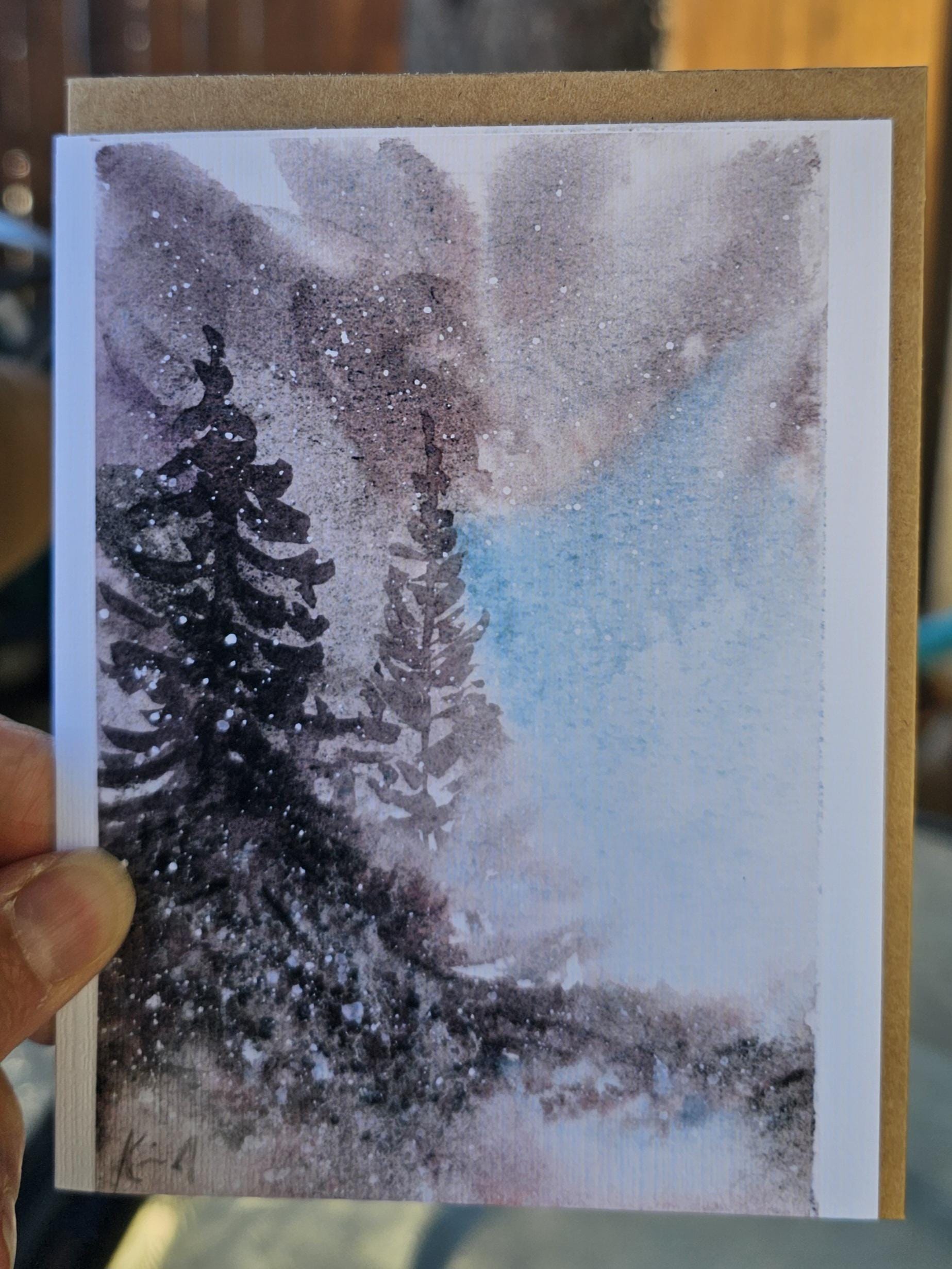 Winter Snow Scene Christmas Cards| Abstract Trees| Snowy Sky Art Prints ...